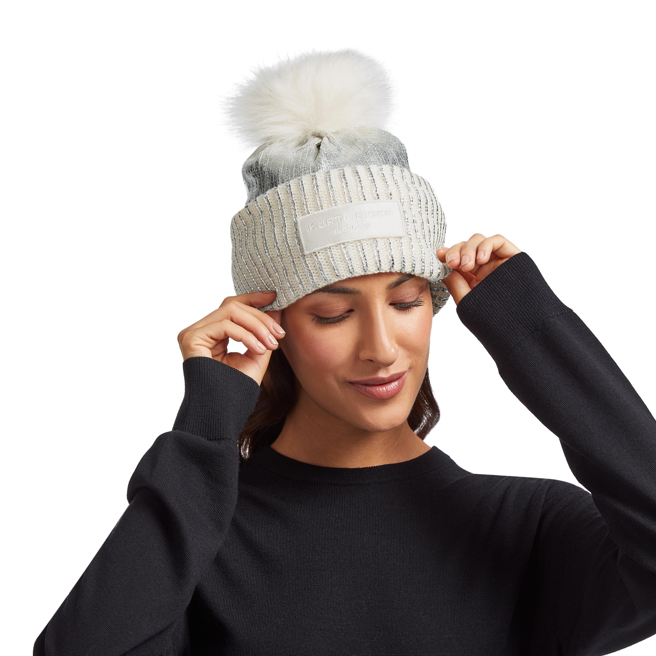 METALLIC RIB BEANIE - KURT GEIGER LONDON HATS